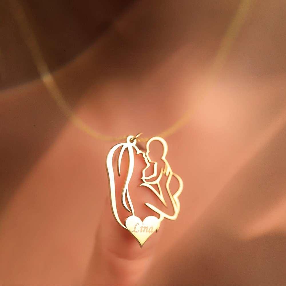 Benutzerdefinierte Name Mutter und Baby Halskette, personalisierte Mutter und Kind Herz ...