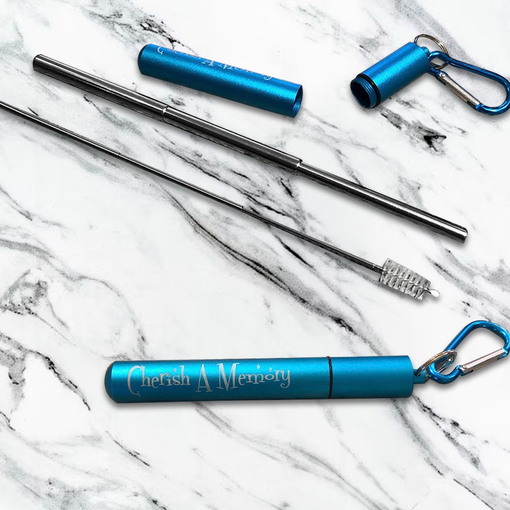 Personalized Reusable Drinking Straw, Collapsible Stainless Steel Straw ...