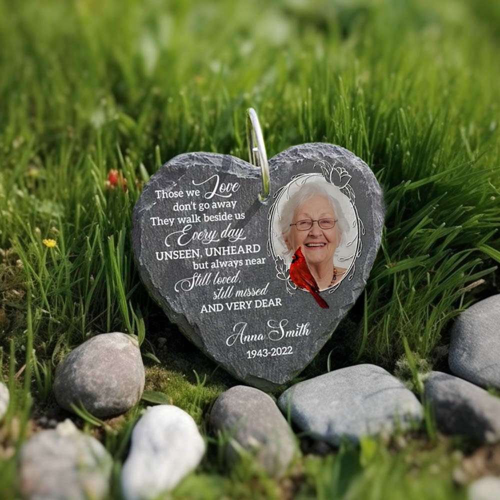 Custom Memorial Garden Slate & Hook, Personalized Photo Still Loved ...
