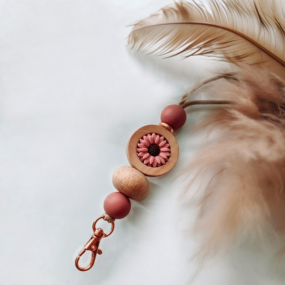 Custom Name Beaded Lanyard, Personalized Floral Shelf Wooden Boho ...