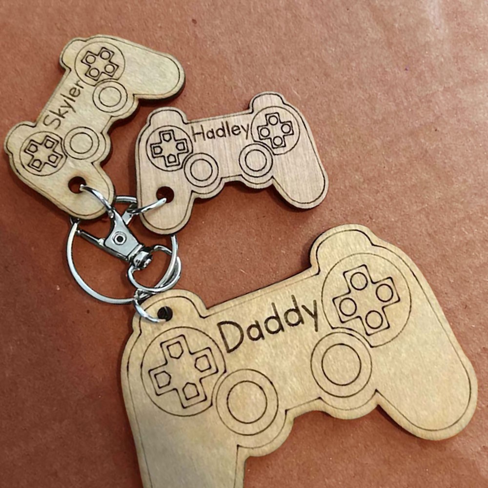 Personalized Video Game Keychain, Wooden Keychain, Game Controller Key ...