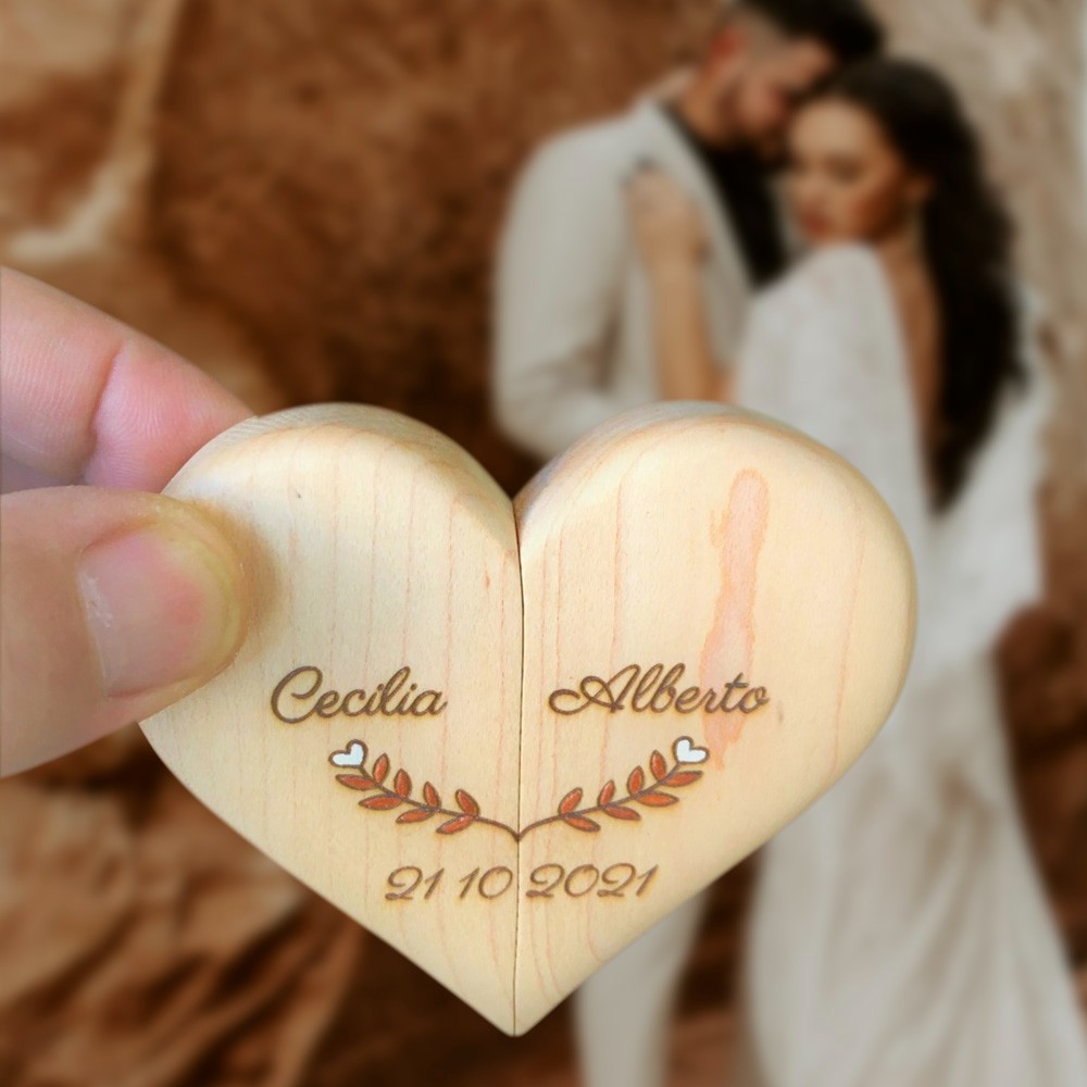 Personalized Wedding Ring Box with Magnet, Wedding Gift, Wooden Heart ...