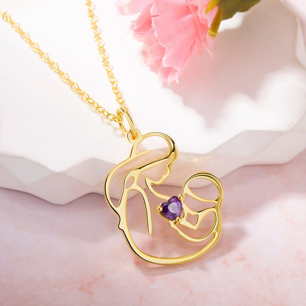 Personalized Mother and Child Necklace, Brass/Sterling Silver 925 ...