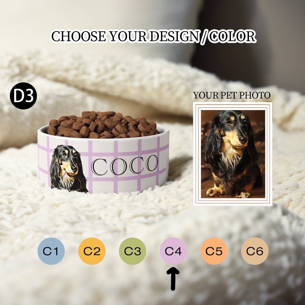 Personalized Dog Bowl with Photo & Name, Custom Ceramic Pet Treat ...