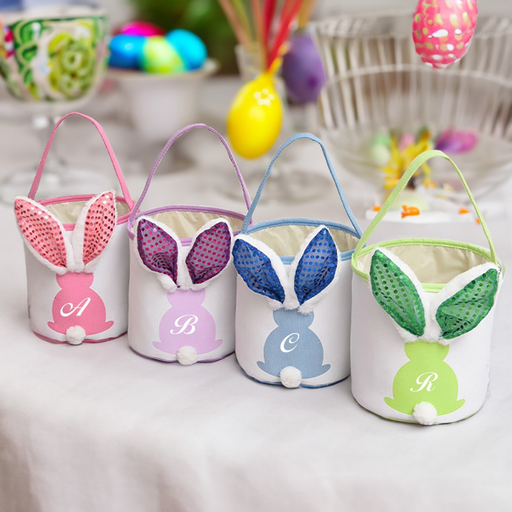 Personalized Easter Bunny Glow Basket, Custom Initial Easter Glow ...