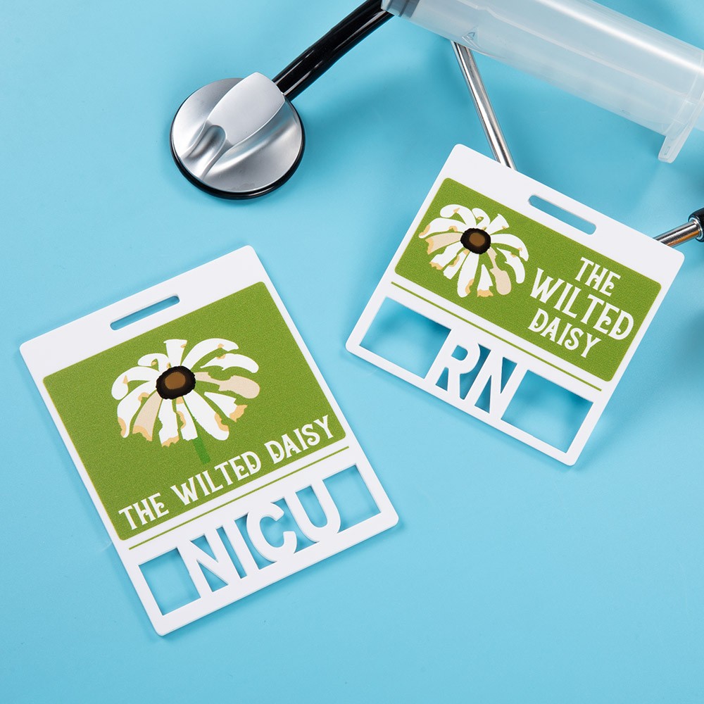 Personalized Wilted Daisy Badge Reel, Acrylic Medical Badge Tag, Nurse ...