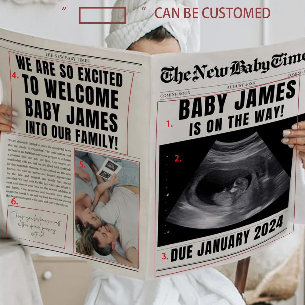 Personalized Newborn Announcement Newspaper with Photo, Baby Is on the ...
