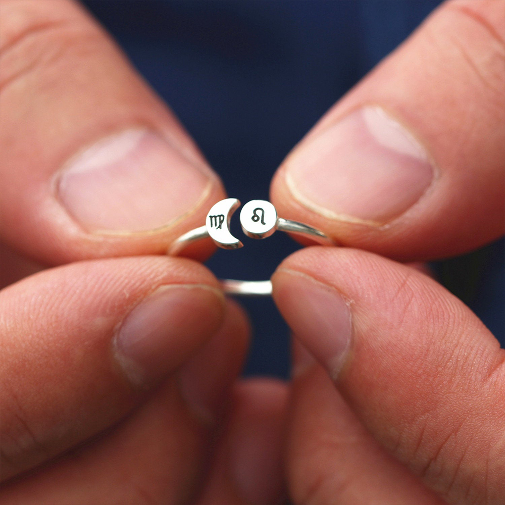Personalized Sun Moon Zodiac Ring Personalized Sun Moon Zodiac Ring
