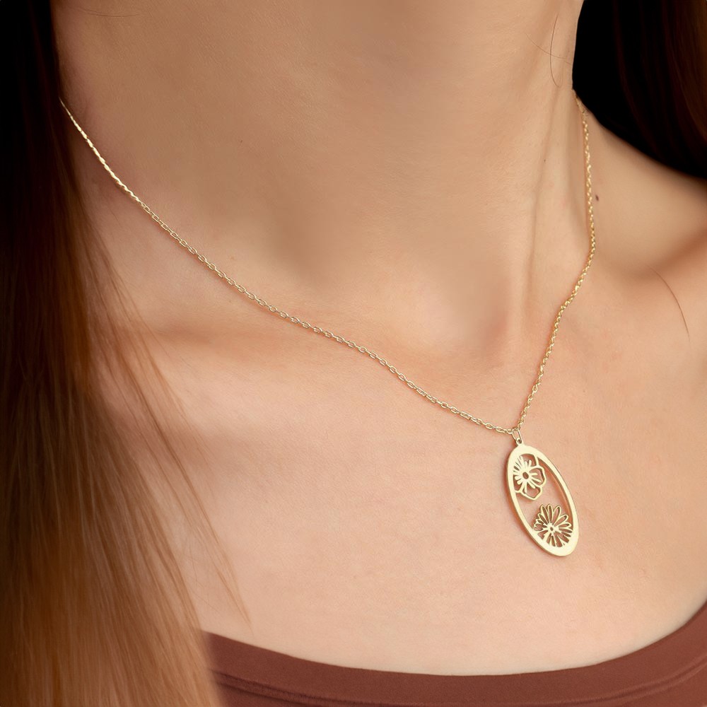 Custom Birth Flower Necklace, Round Floral Necklace, Sterling Silver ...