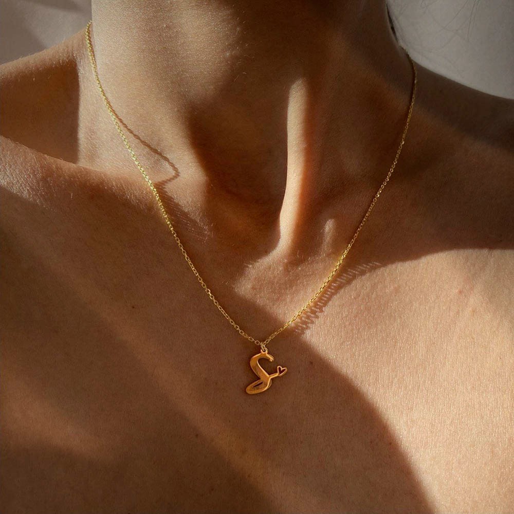 Personalized Initial Necklace with Tiny Heart, Custom Letter Necklaces ...