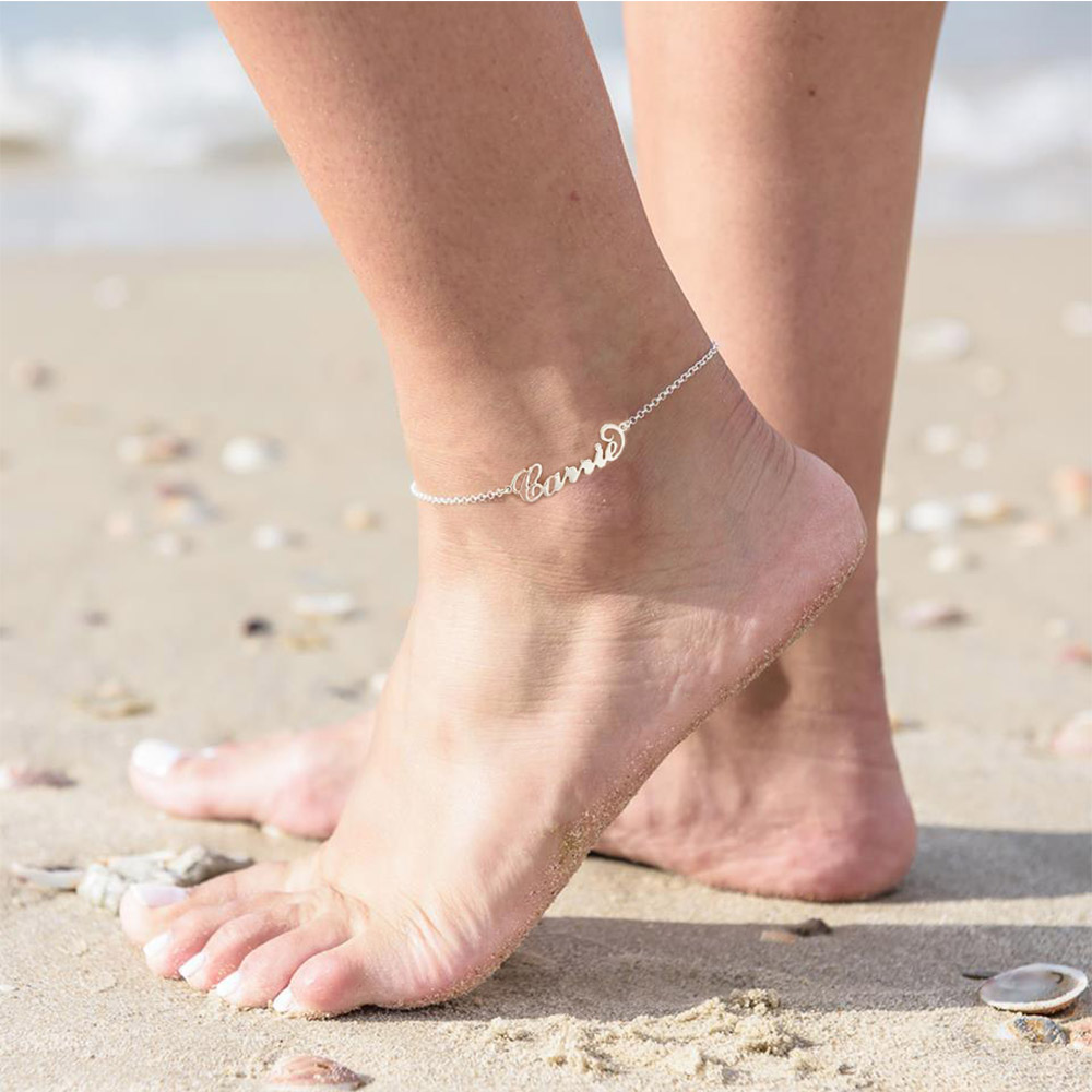 Personalized Name Anklet in Silver