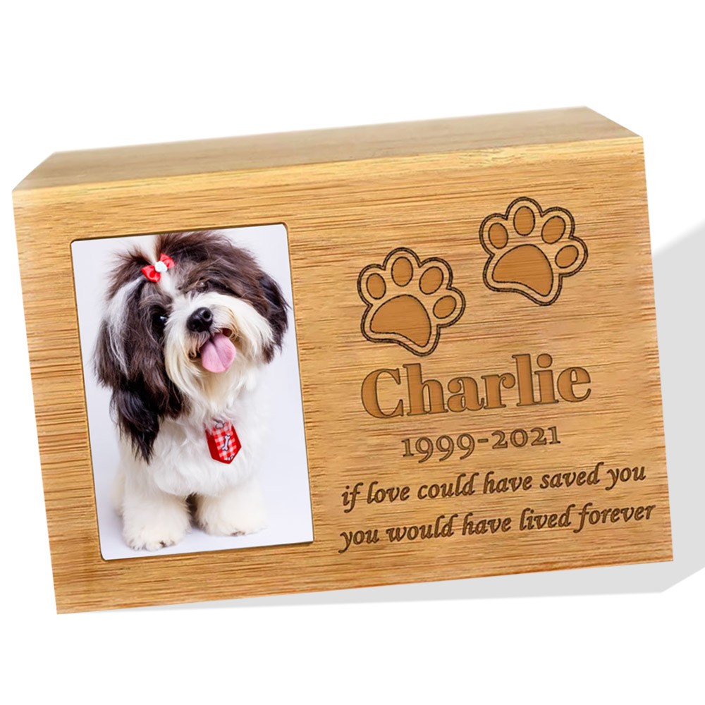 Personalized Wooden Pet Cremation Boxes with Photo & Message, Pet Urn ...