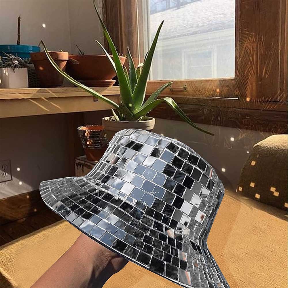 Disco Bucket Hat, Disco Ball Festival Visor, Mirror-tiled Disco Helmet ...