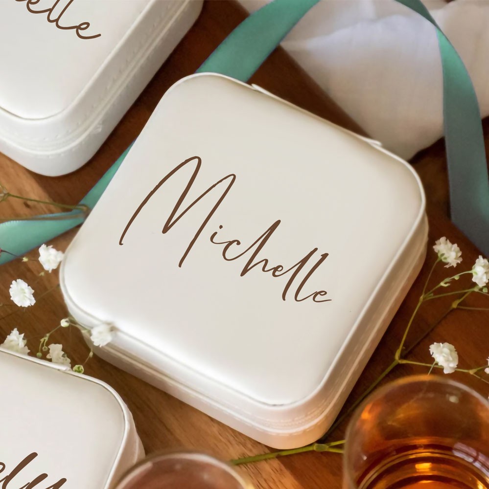 Custom Name Jewelry Box Vegan Leather Jewelry Travel Case Organizer