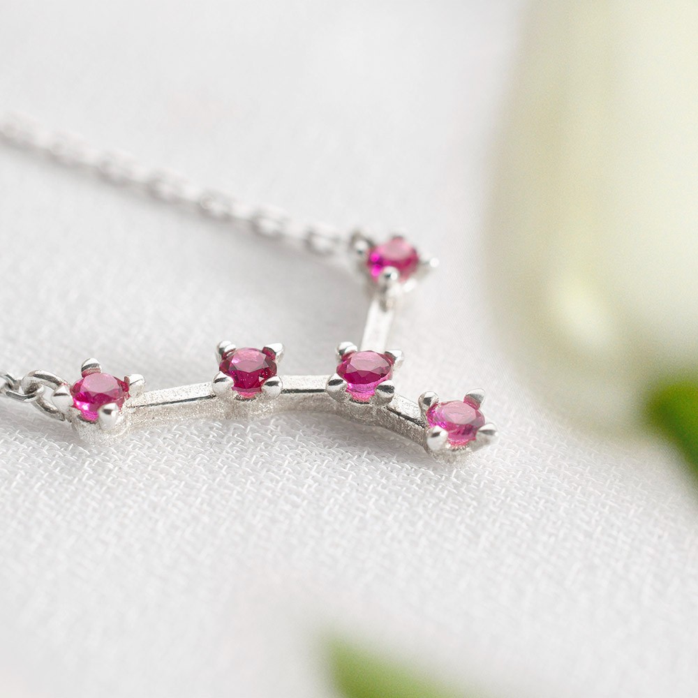 Birthstones Zodiac Sign Necklace, Sterling Silver 925 Astrology ...