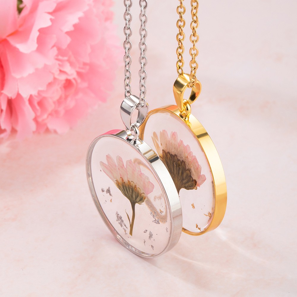Personalized Birth Flower Necklace, Dried Pressed Flower Resin Necklace ... Personalized Birth Flower Necklace, Dried Pressed Flower Resin Necklace ...