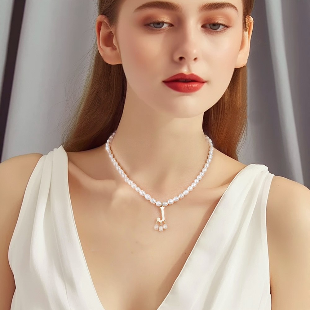 Collier de perles pendentif initiale en or personnalisé, collier tour ...