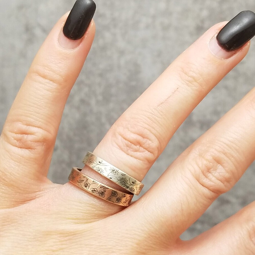 Custom Multiple Birth Flower Ring, Floral Stacking Ring, Sterling ...