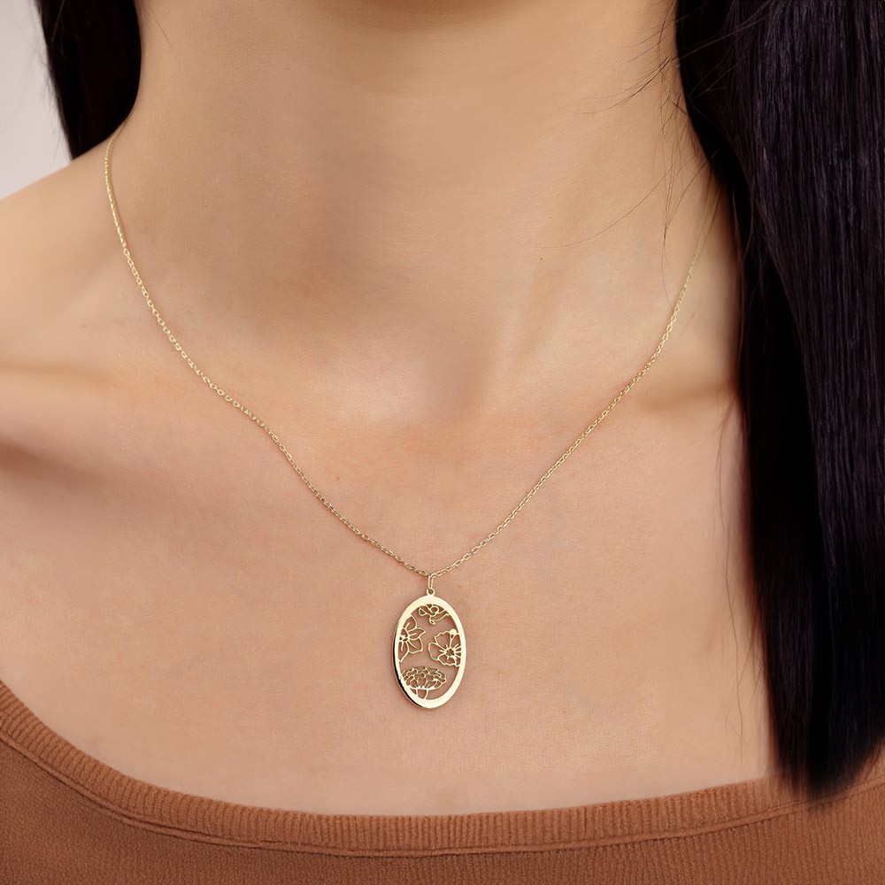 Custom Birth Flower Necklace, Round Floral Necklace, Sterling Silver ...