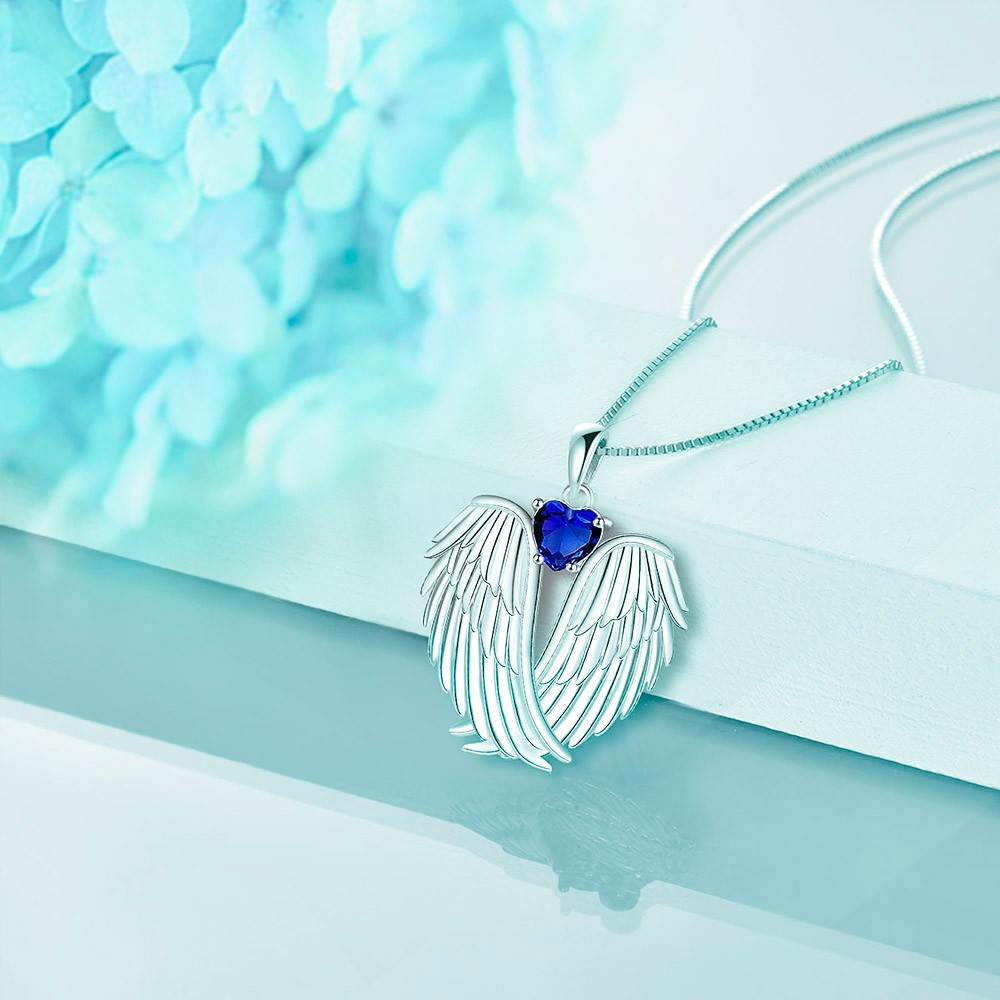 Angel Wings Necklace, Sterling Silver 925/Brass Birthstone Necklace ...