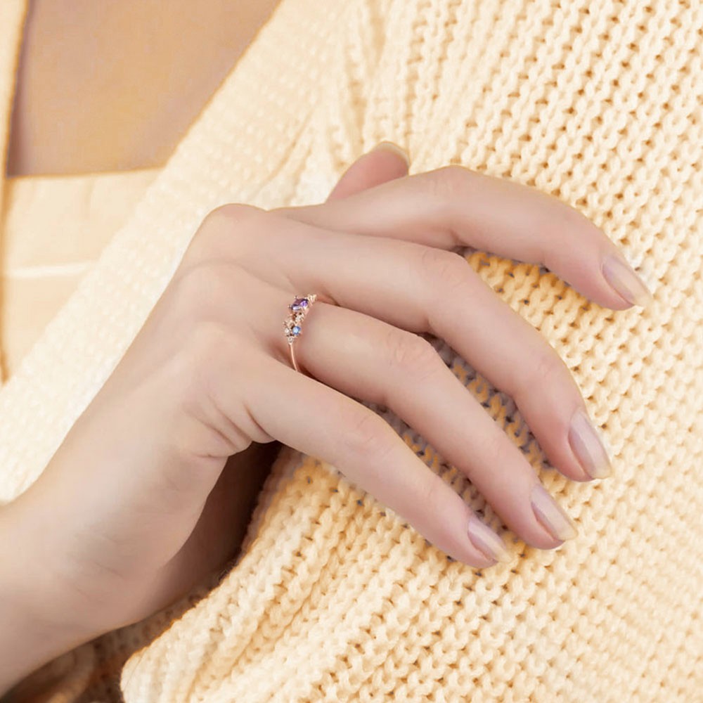 Dainty Handcrafted Multi-birthstone Ring, Sterling Silver 925/Brass ...