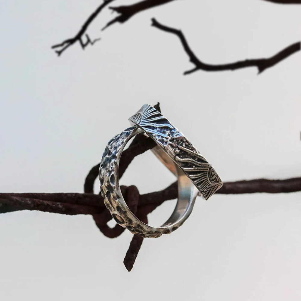 Bagues de promesse soleil et lune, bagues de couple en argent sterling ...