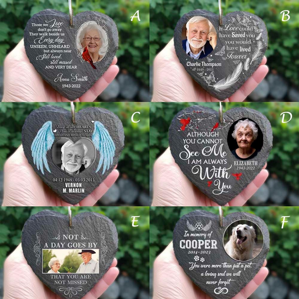 Custom Memorial Garden Slate & Hook, Personalized Photo Still Loved ...