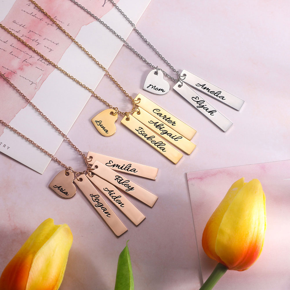 Personalized Heart Bar Necklace GetNameNecklace