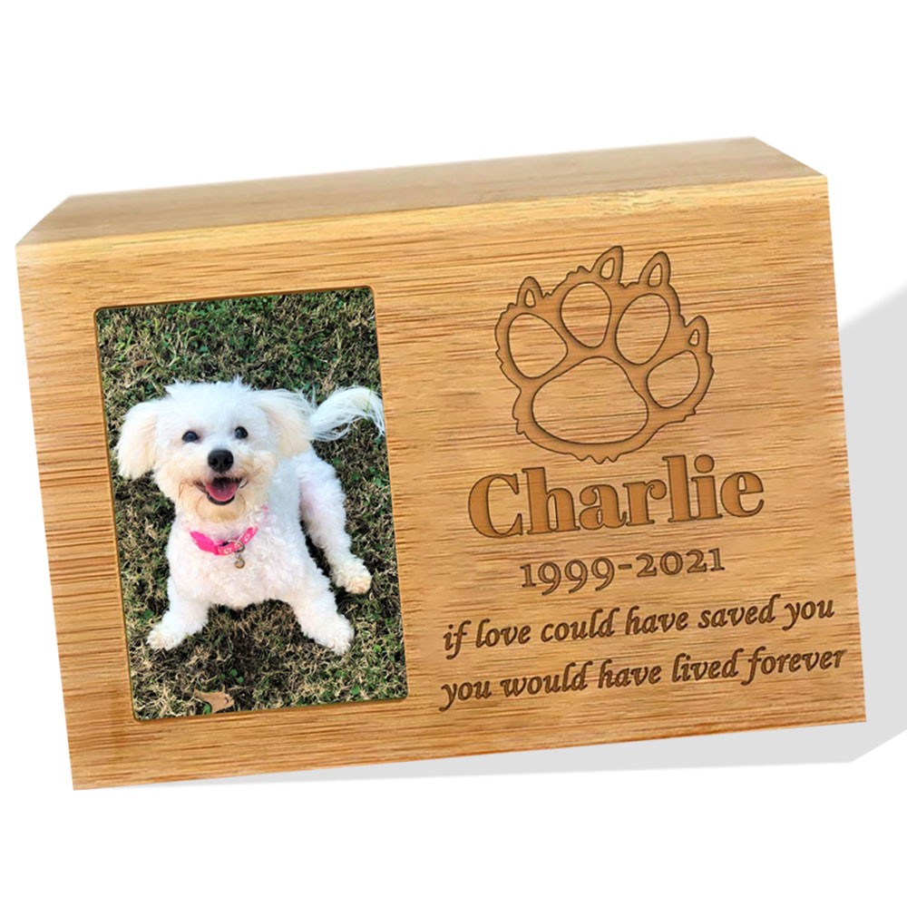 Personalized Wooden Pet Cremation Boxes with Photo & Message, Pet Urn ...