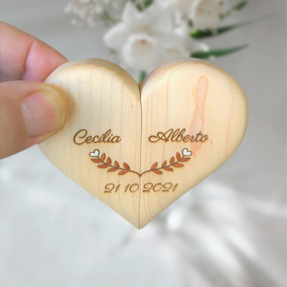 Personalized Wedding Ring Box with Magnet, Wedding Gift, Wooden Heart ...