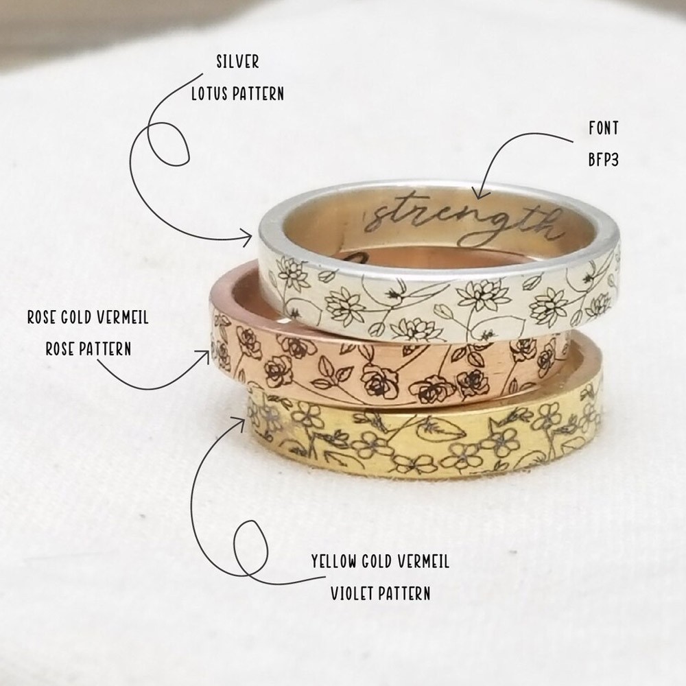 Custom Multiple Birth Flower Ring, Floral Stacking Ring, Sterling ...