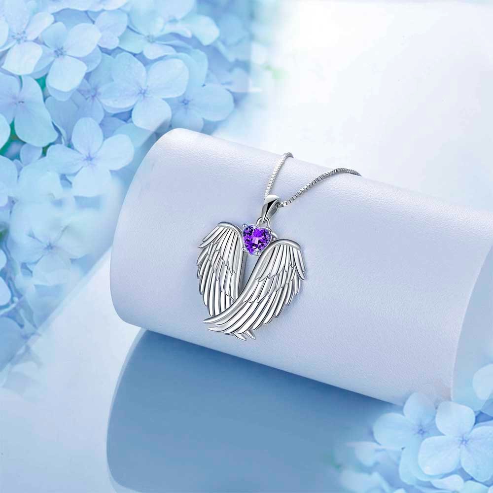 Angel Wings Necklace, Sterling Silver 925/Brass Birthstone Necklace ...