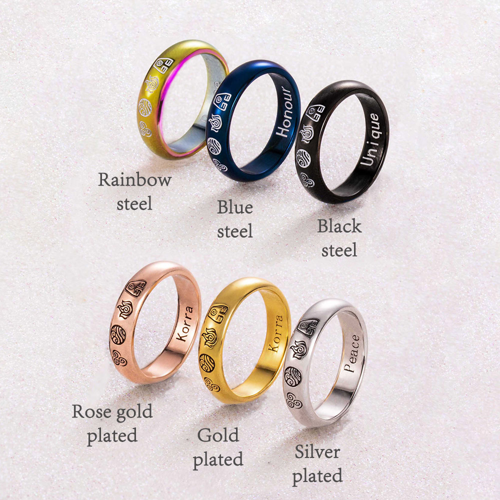 Personalized The Last Airbender 4 Elements Ring
