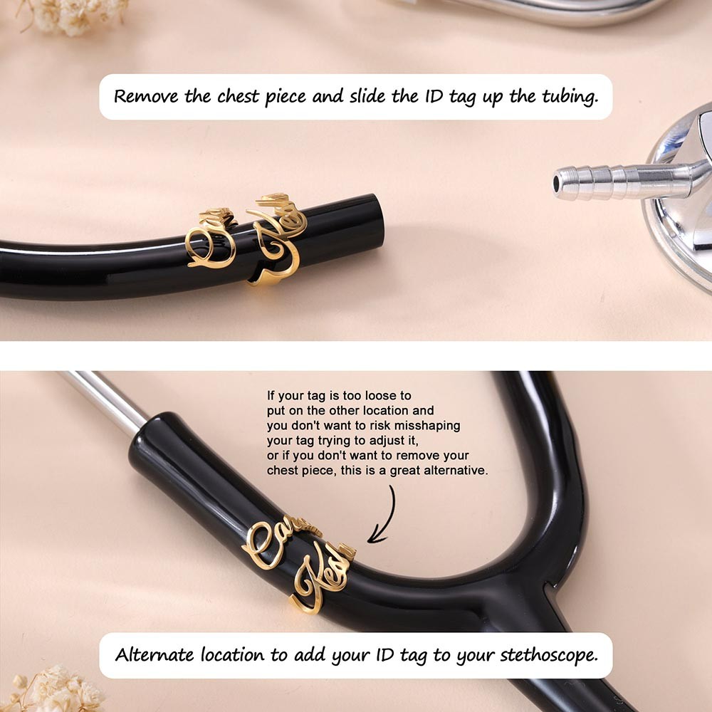 Étiquette d'identification de stéthoscope personnalisée avec pierre de ...