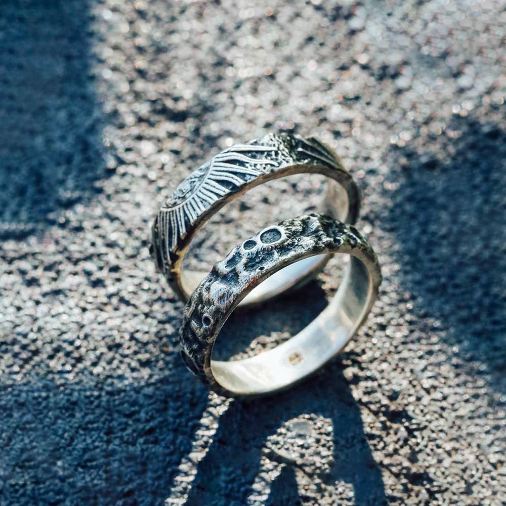 Sun & Moon Promise Rings, Sterling Silver 925 Couple Rings, Couple Ring ...