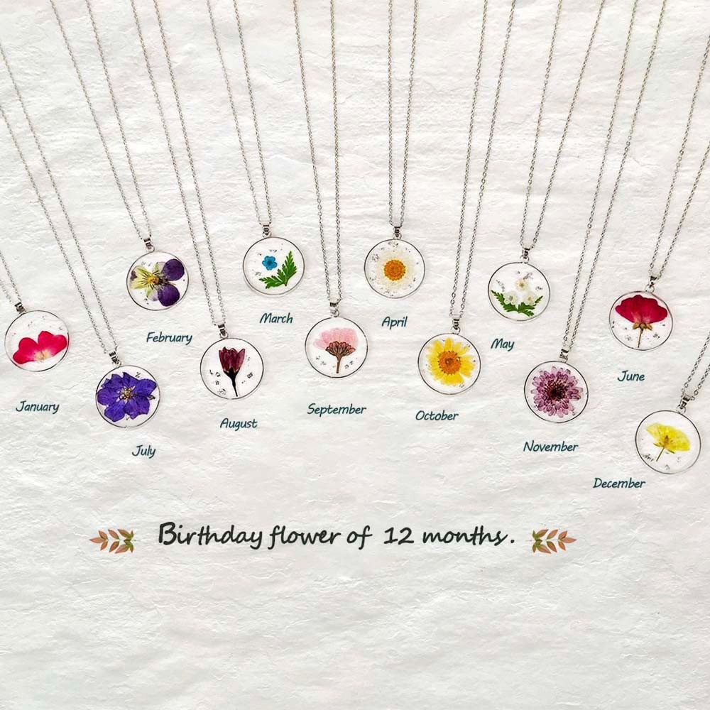 Collier de fleur de naissance personnalisé, collier de résine de fleur ...