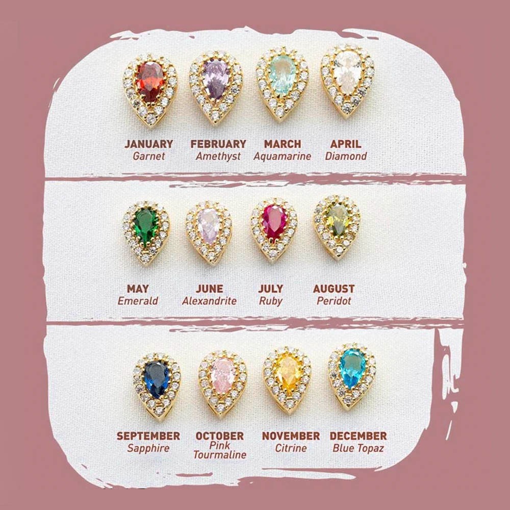 Personalized 1-10 Birthstones Family Bracelet, Drop-shaped Birthstone ...