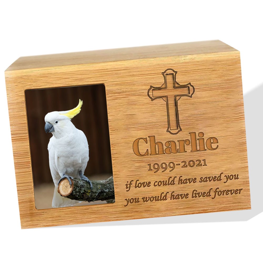Personalized Wooden Pet Cremation Boxes with Photo & Message, Pet Urn ...