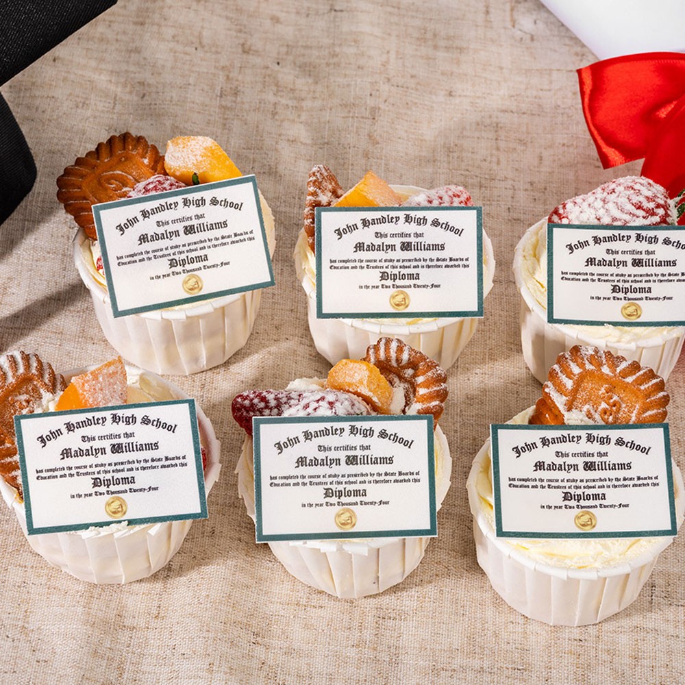 (Set of 10pcs)Personalized Edible Graduation Diplomas Cupcake Toppers ...