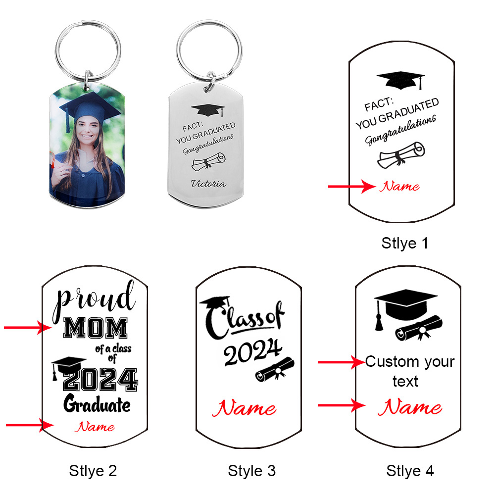 Custom Class of 2024 Graduation Photo Necklace/Keychain with Name ...