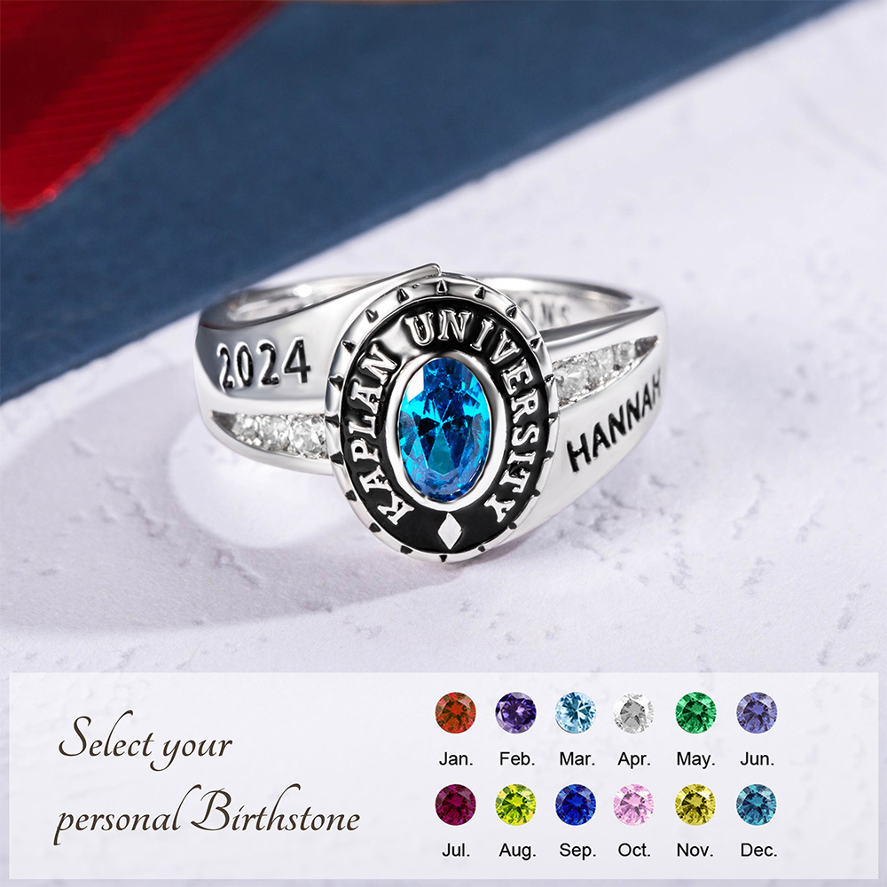 Custom School Class Ring, Jewelry for Woman, Sterling Silver 925 High ...