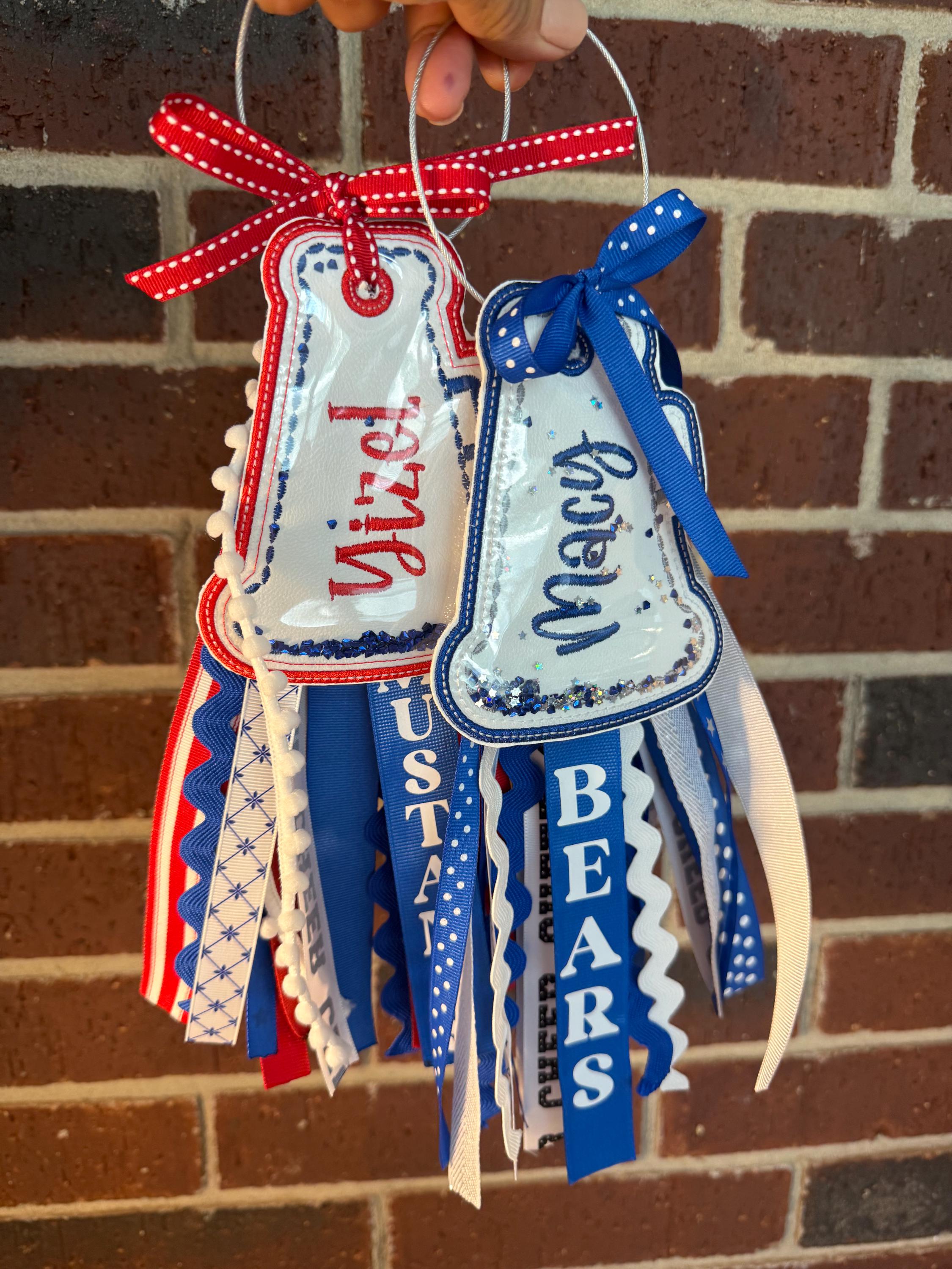 Personalized Cheer Bag Tag: Embroidered Name, Megaphone Charm